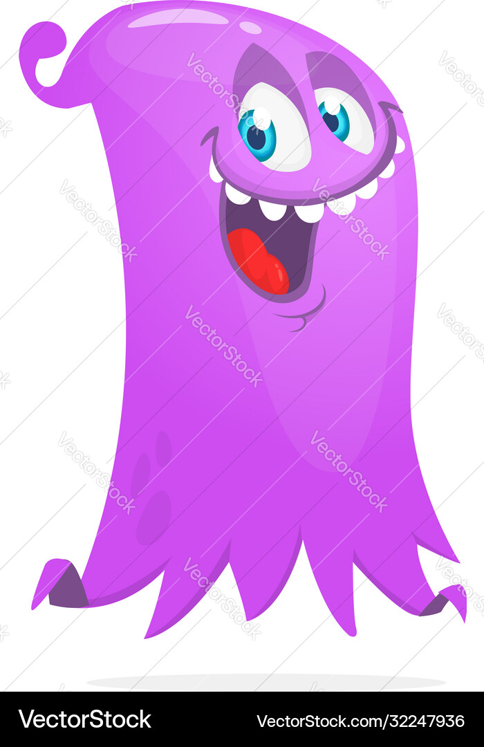 Happy cartoon flying monster funny ghost Vector Image