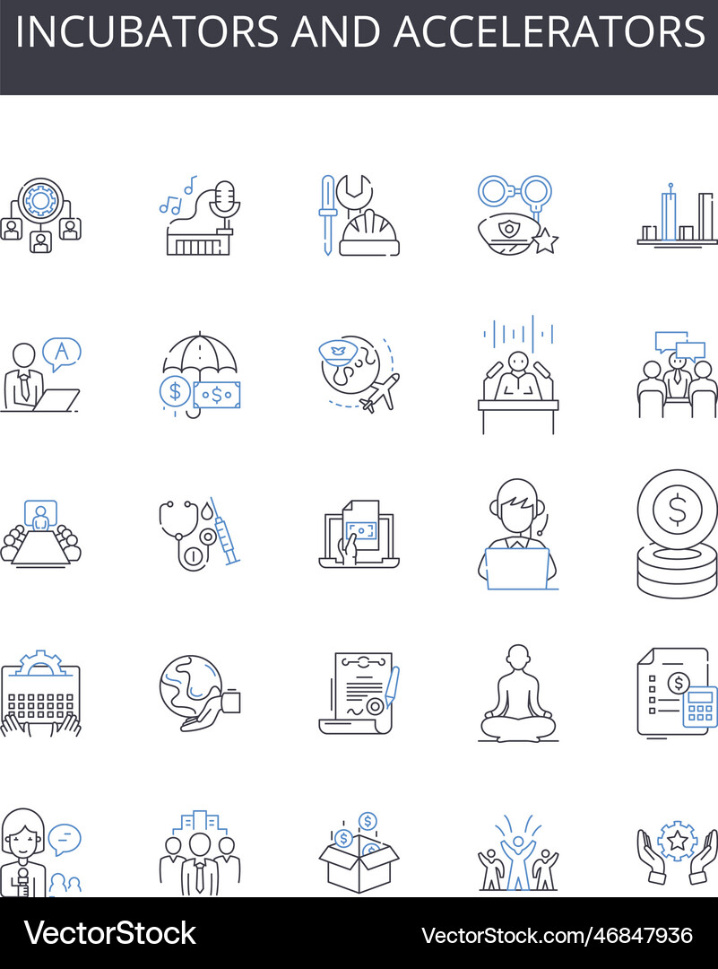Incubators and accelerators line icons collection Vector Image
