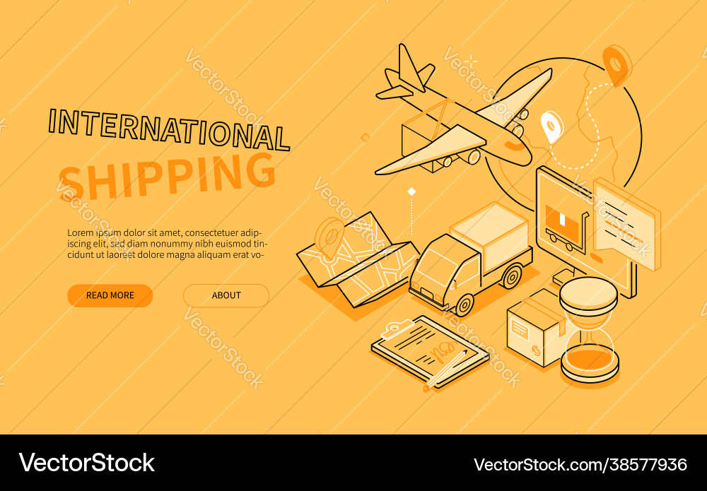 International shipping - line design style Vector Image