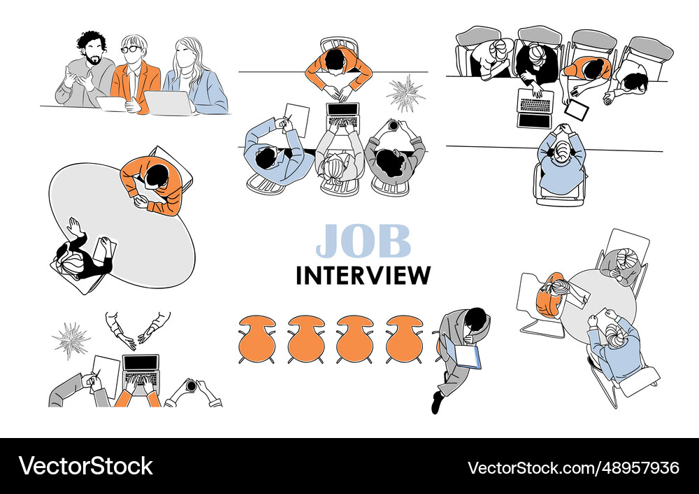 Job interview business scene isolated set Vector Image
