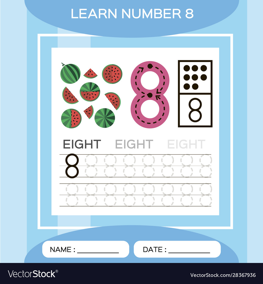 Learn number 8 eight children educational game Vector Image