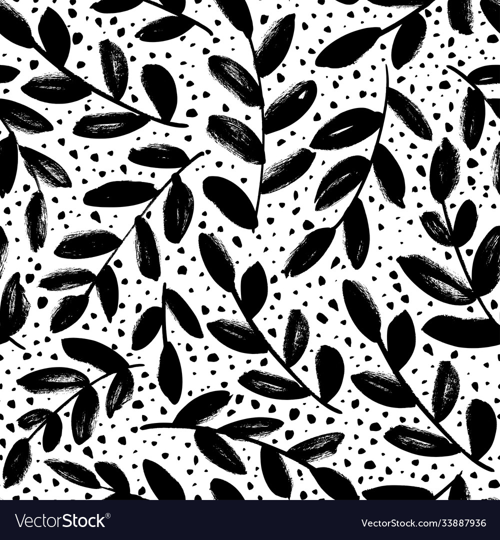 Leaves and branches seamless pattern Royalty Free Vector