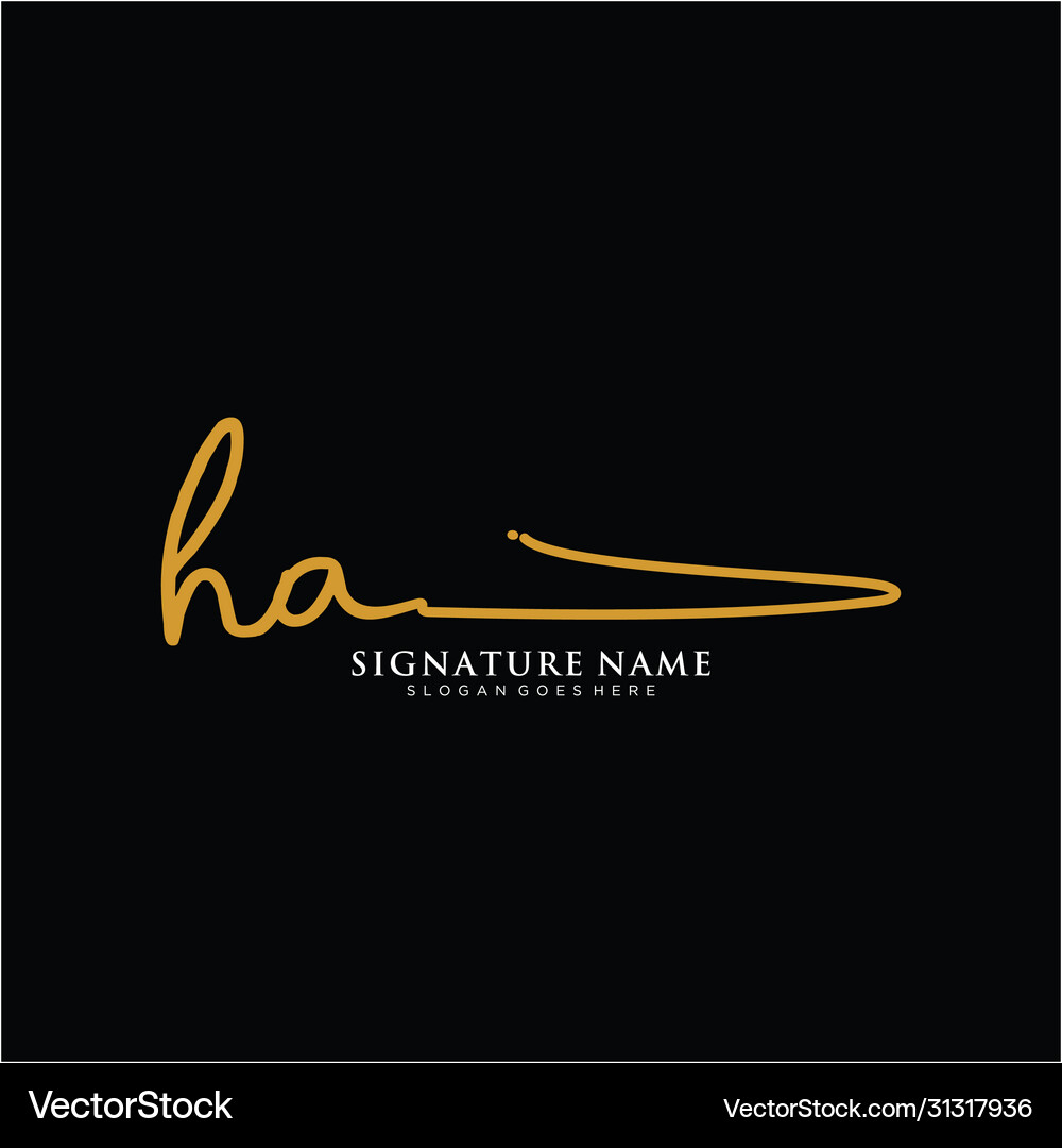 Letter ha signature logo template Royalty Free Vector Image