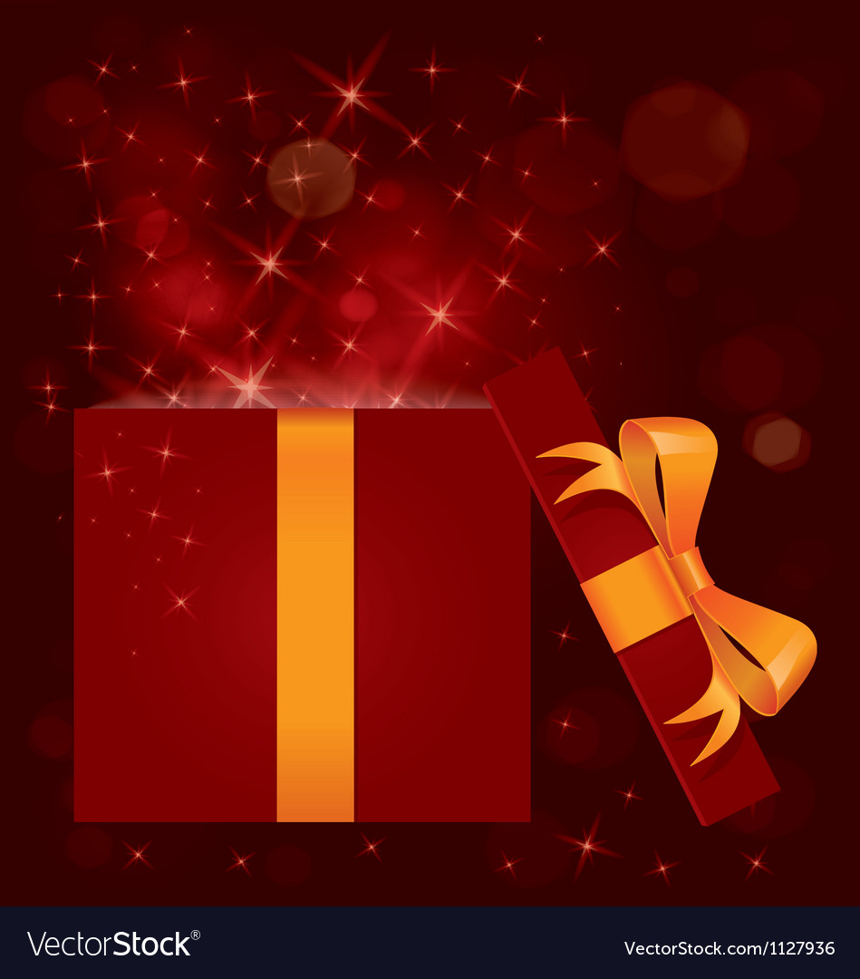 Magic light gift box open Royalty Free Vector Image