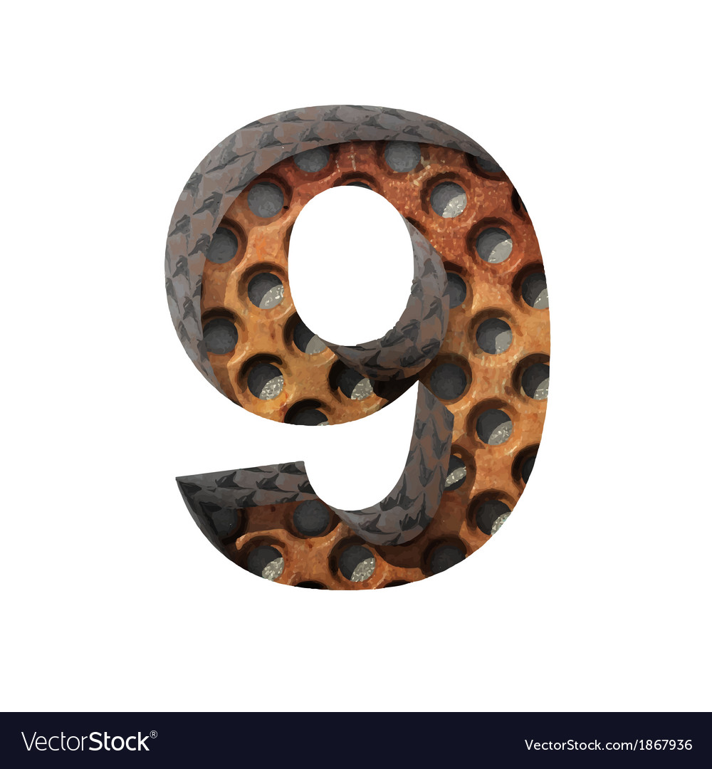 Metal cutted figure 9 paste to any background Vector Image