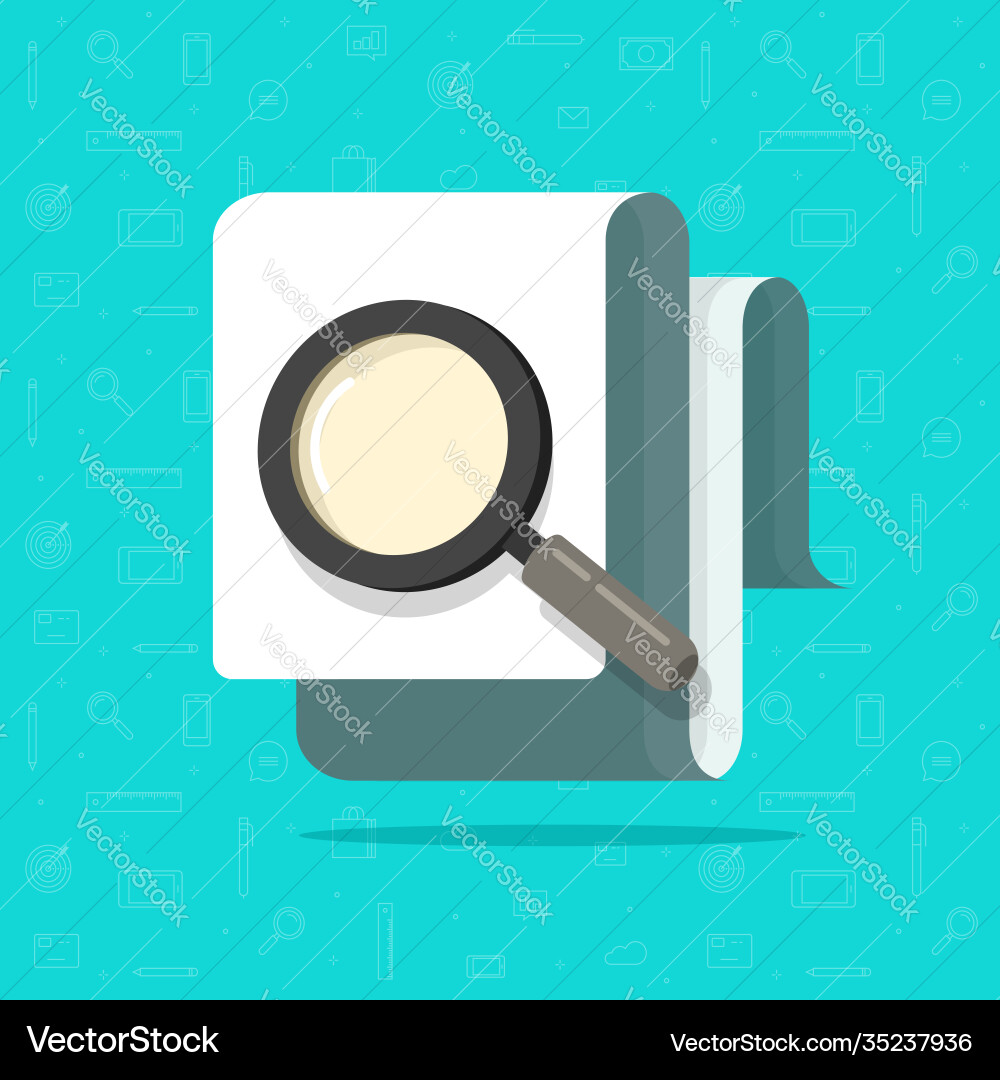 Paper document inspection or search via magnifier Vector Image