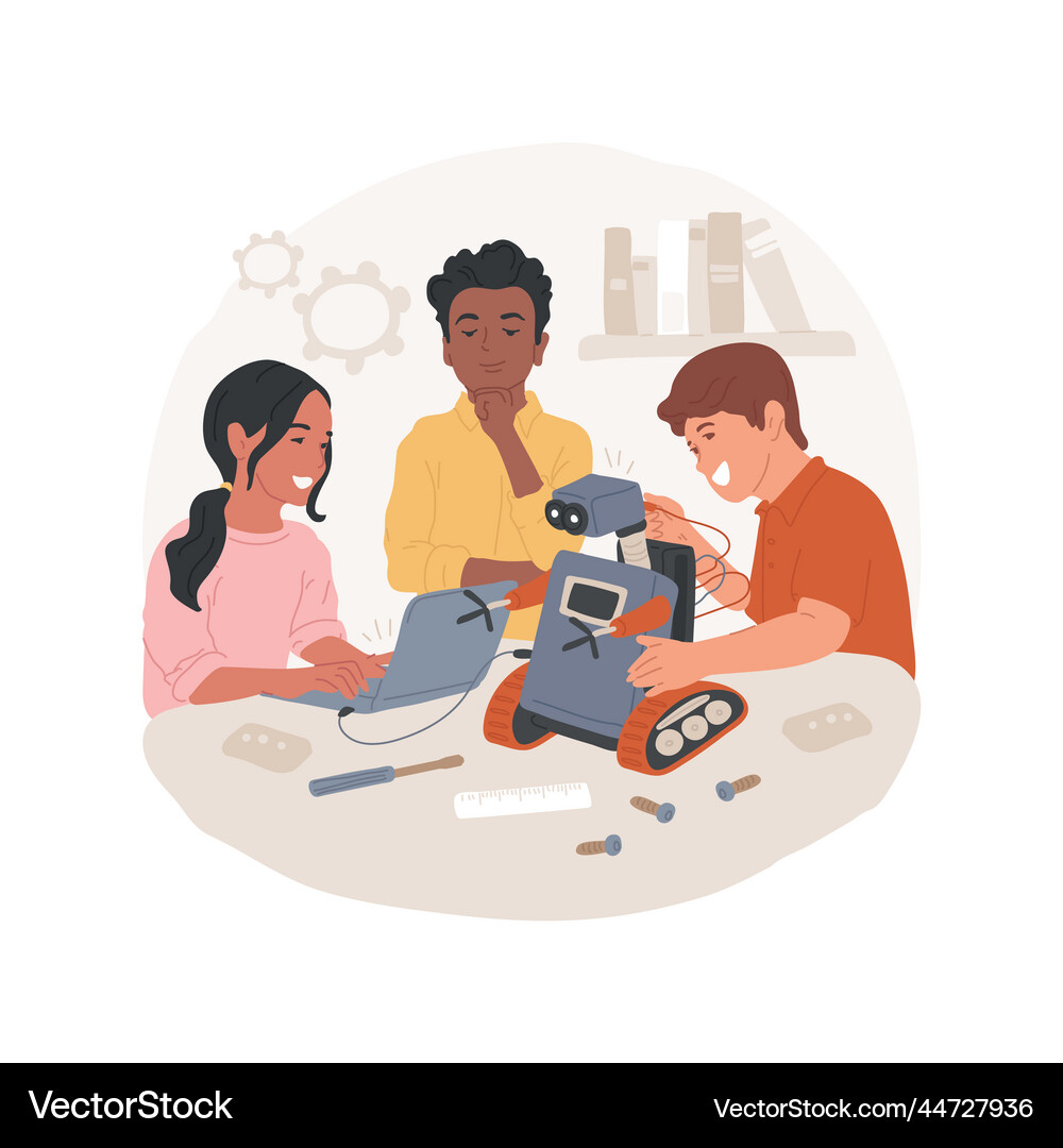 Robotics club isolated cartoon Royalty Free Vector Image