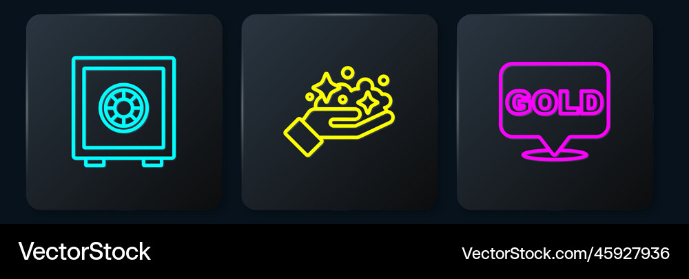 Set line safe gold bars and mine black square Vector Image