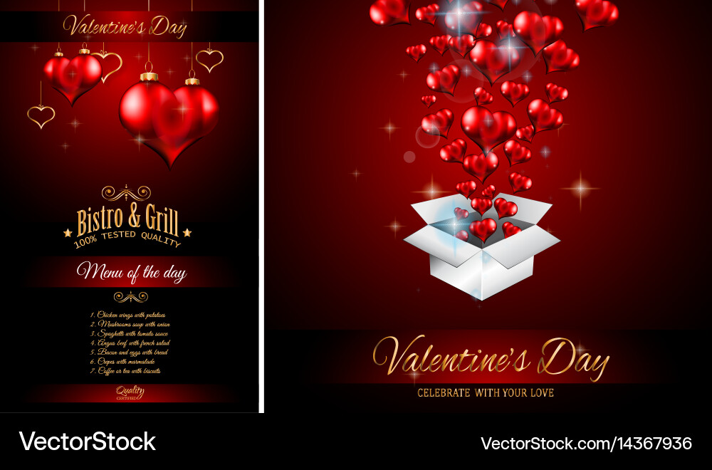 Valentines day restaurant menu template background