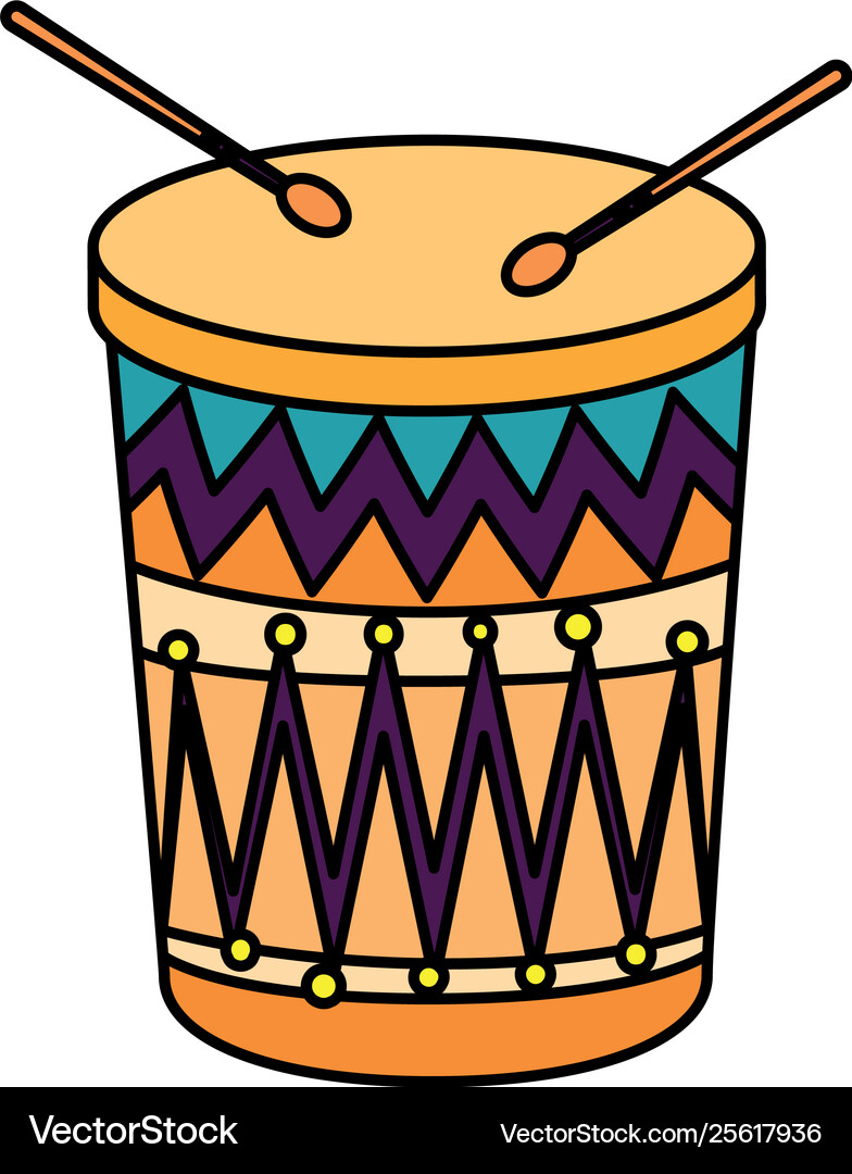 Wooden drum instrument icon Royalty Free Vector Image