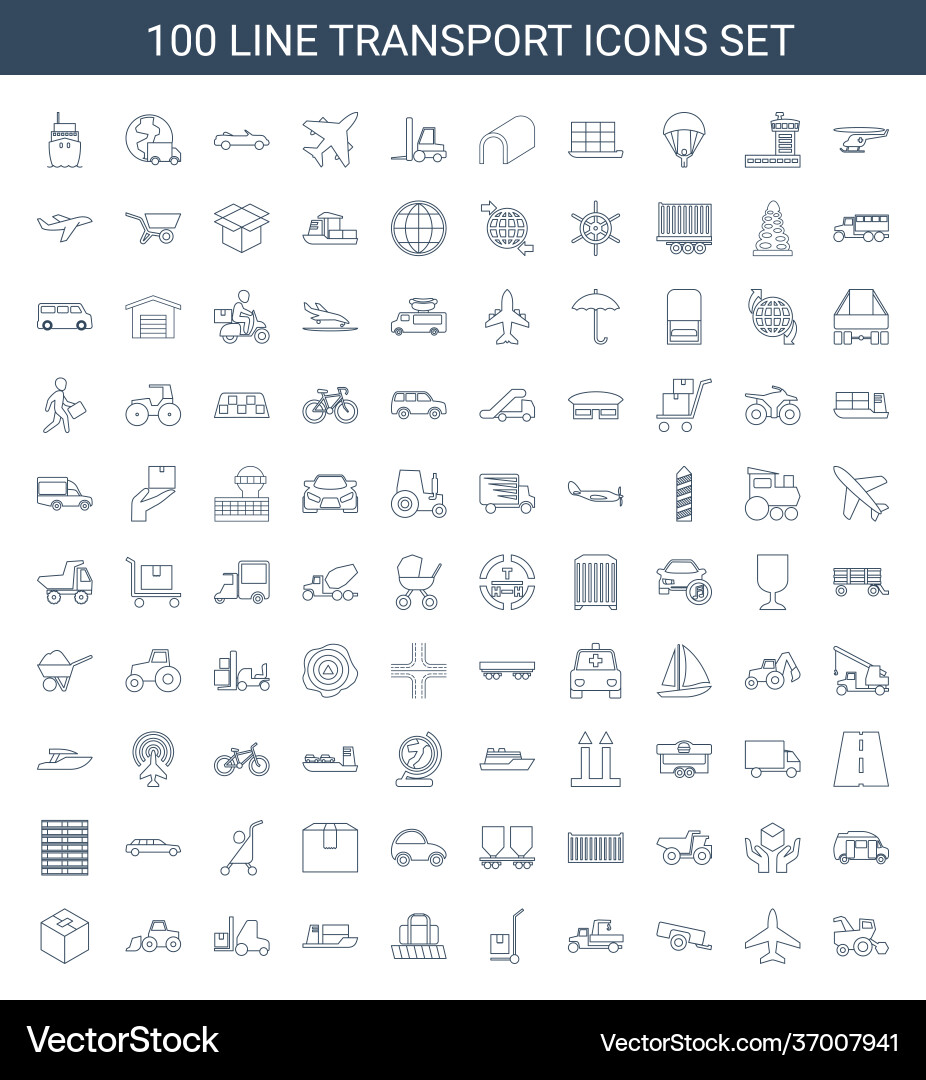 100 transport icons Royalty Free Vector Image - VectorStock