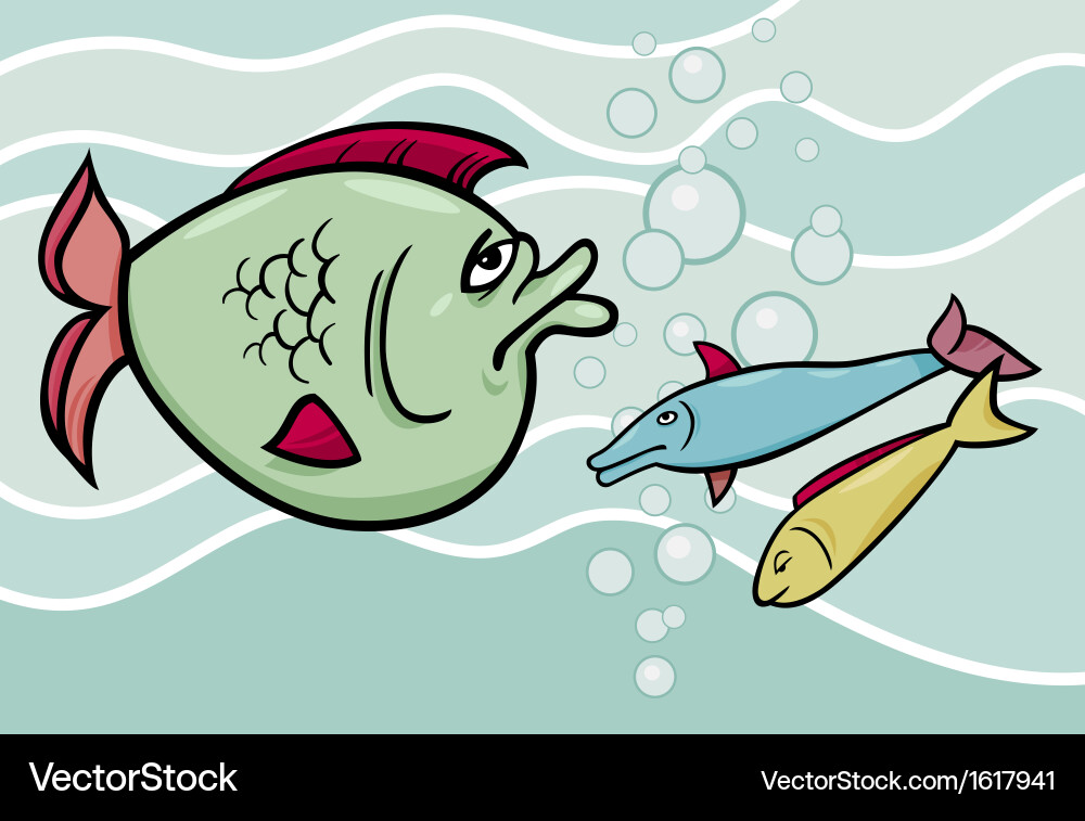 Big fish in sea cartoon Royalty Free Vector Image