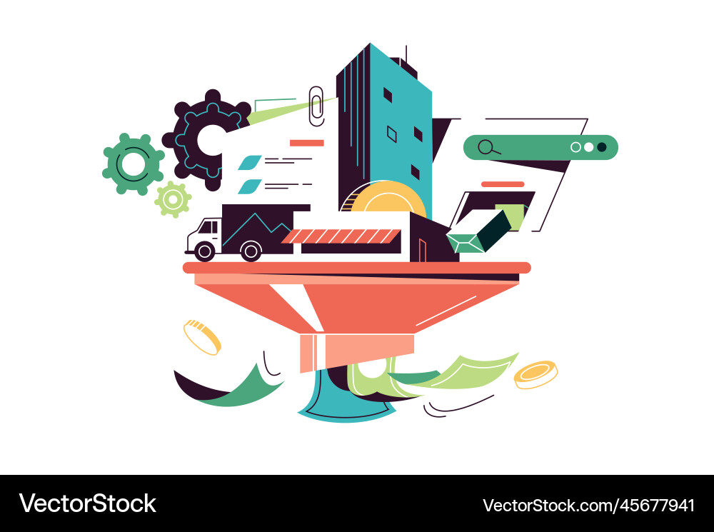 Business profit process of generating Royalty Free Vector