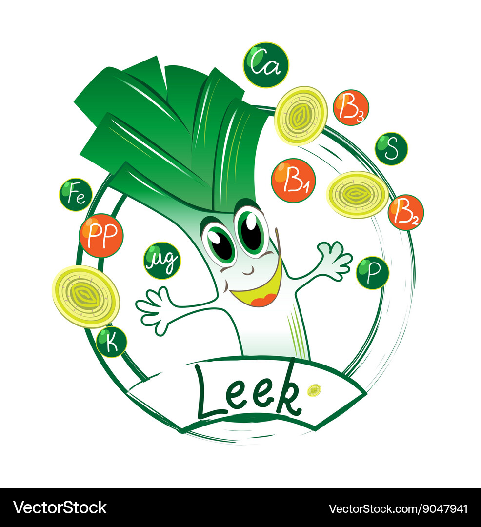 Cheerful leek label Royalty Free Vector Image - VectorStock