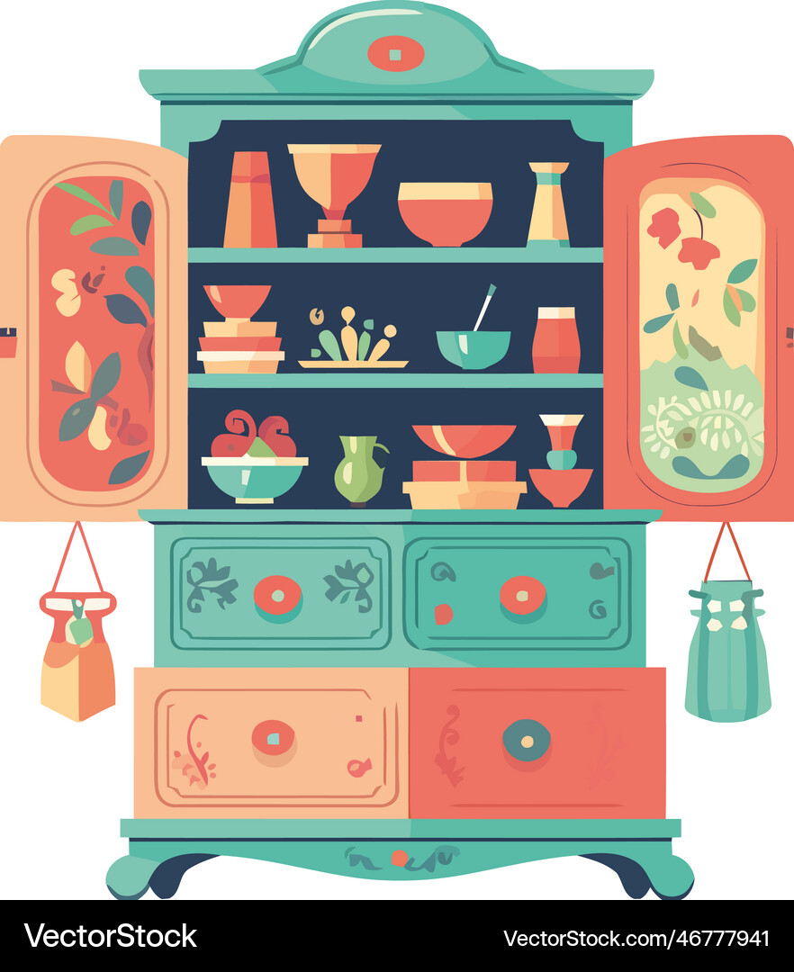 Classic kitchen shelf furniture Royalty Free Vector Image