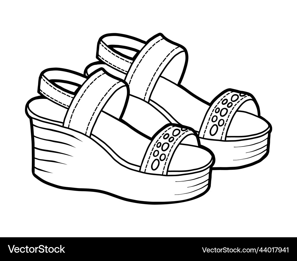 Coloring book cartoon shoe collection Royalty Free Vector