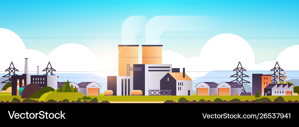 Factory manufacturing buildings industrial zone Vector Image