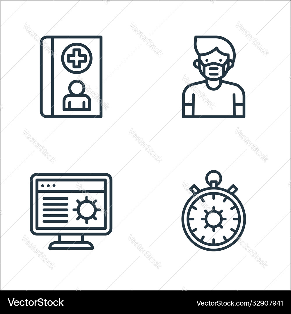 Flat covid19 virus pandemic line icons linear set Vector Image
