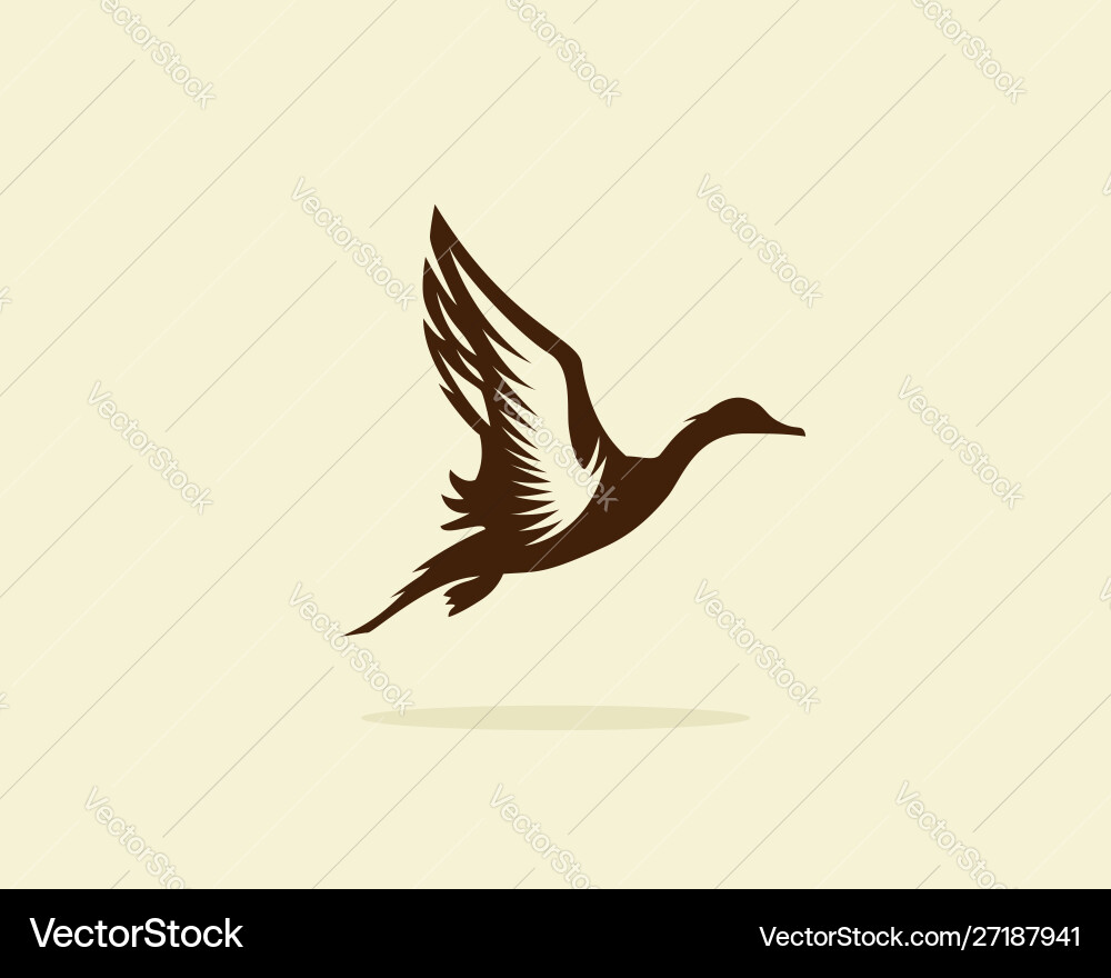 Flying duck duck icon or symbol duck hunt Vector Image