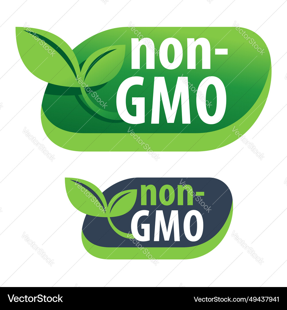 Gmo free badge - green label with leaf and text Vector Image