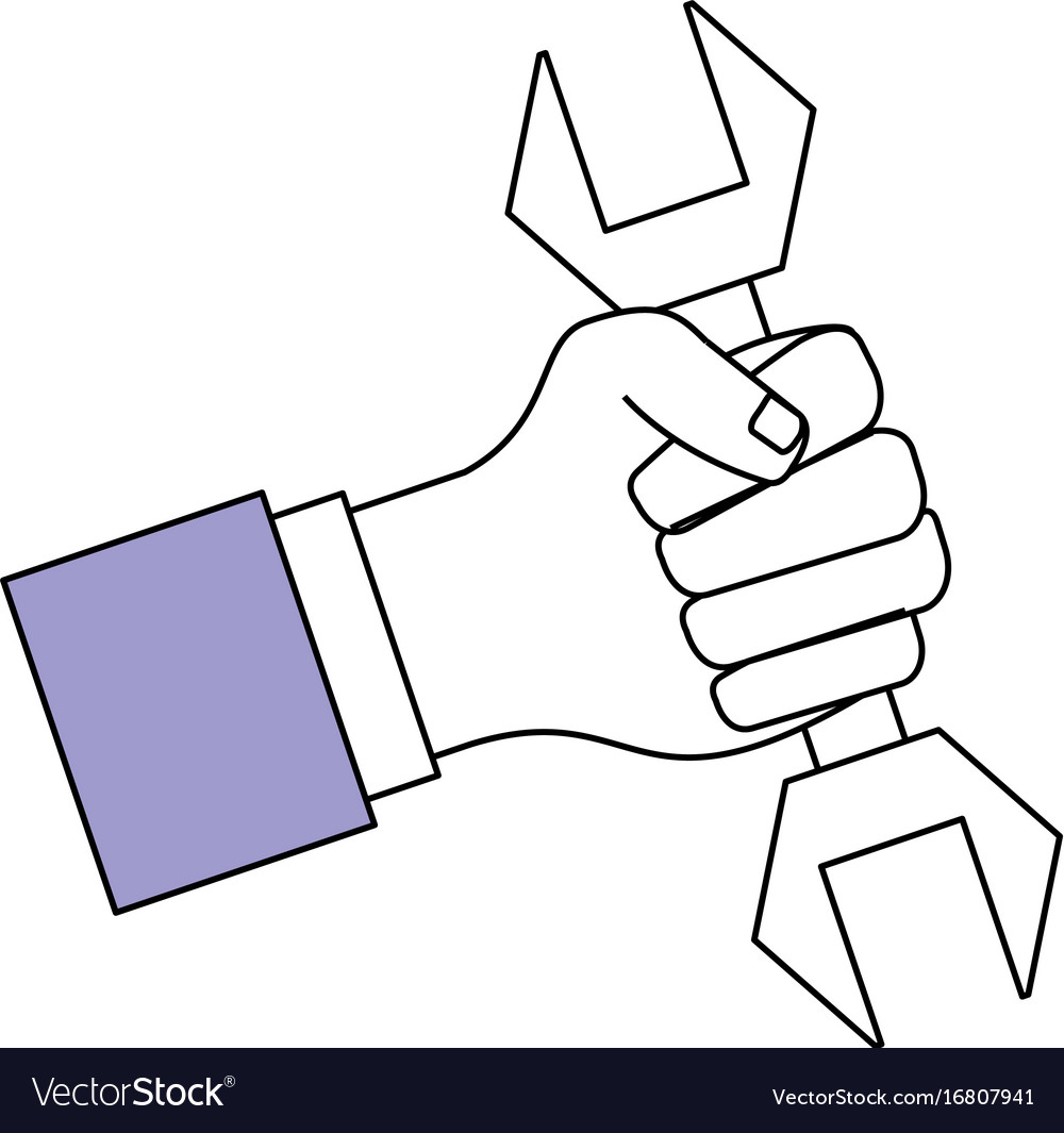 Hand with tool Royalty Free Vector Image - VectorStock