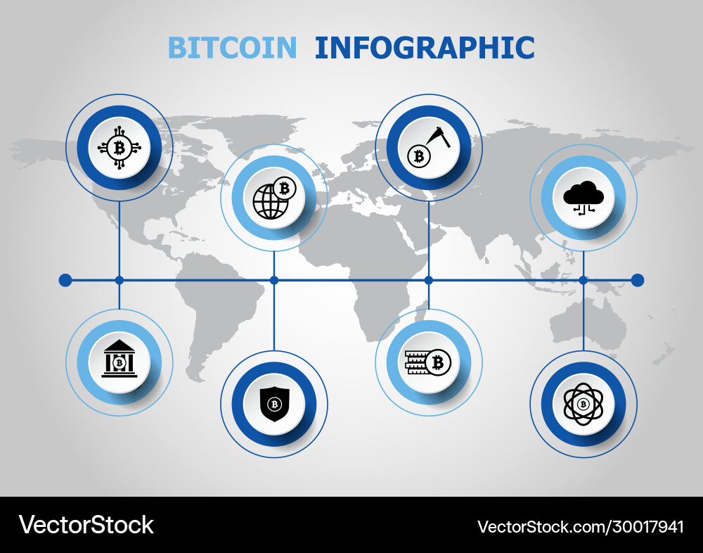 Infographic design with bitcoin icons Royalty Free Vector
