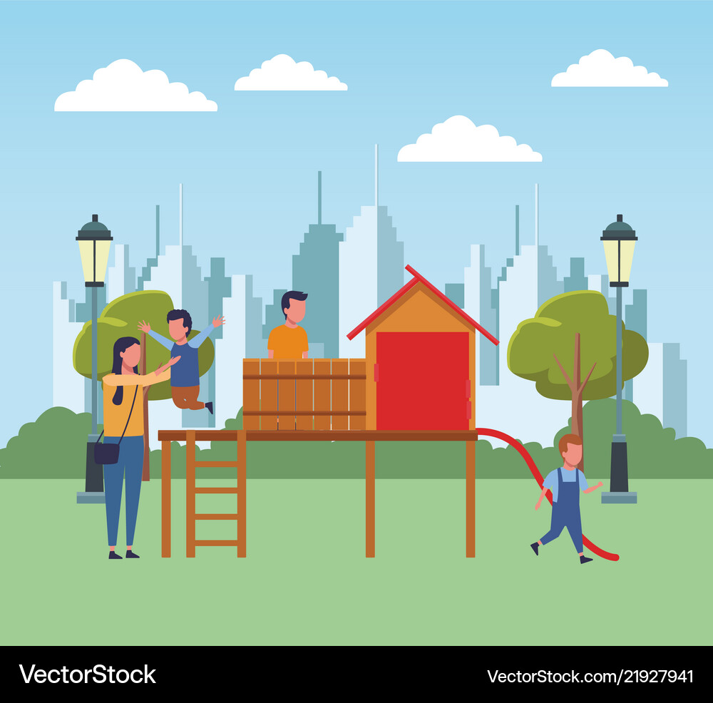 Kids at park cartoons Royalty Free Vector Image