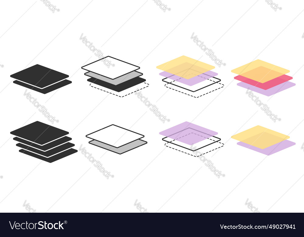 Layers materials stack 2 3 4 level surface icon Vector Image