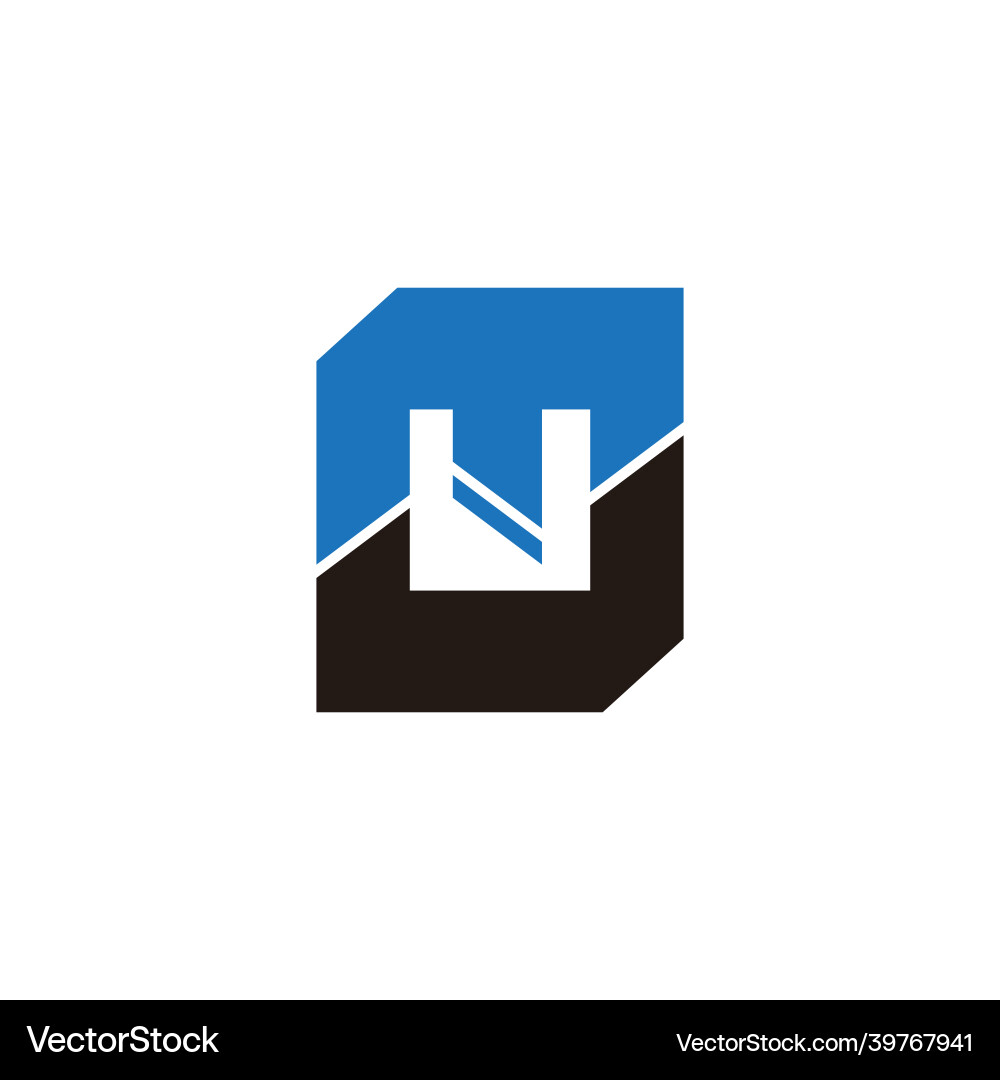 Letter mu simple square geometric slice colorful Vector Image