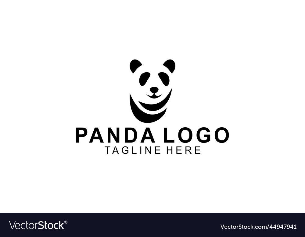 Panda bear silhouette logo design template Vector Image