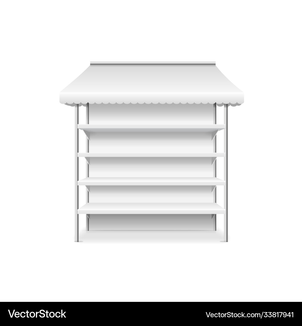 Realistic detailed 3d white blank shop stall Vector Image