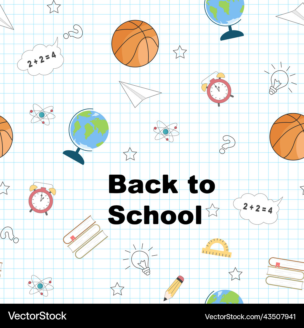 Seamless pattern with school things book clock Vector Image