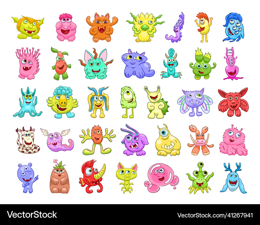 Set of cartoon monsters Royalty Free Vector Image