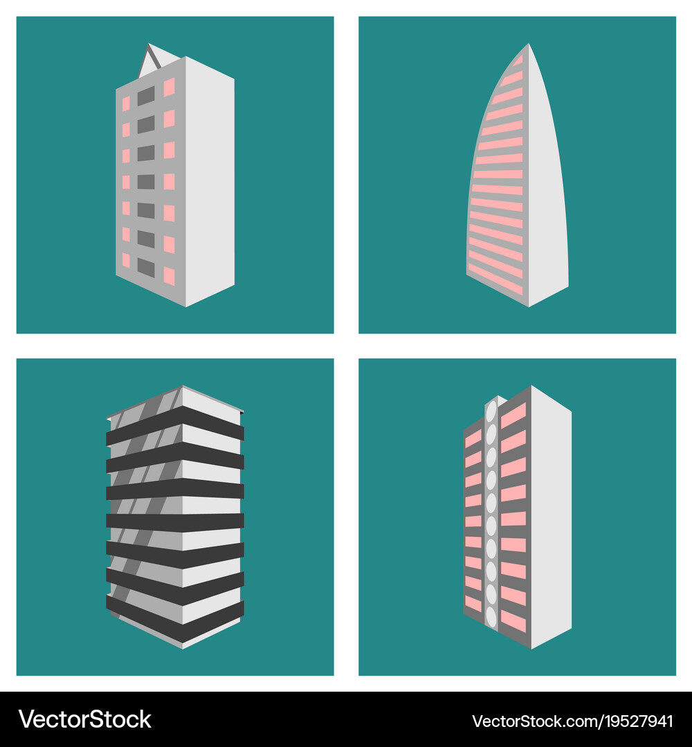 Set of modern multi-storey building Royalty Free Vector