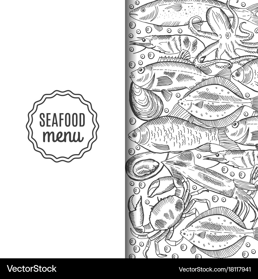 Template of the fish menu for restaurant Vector Image