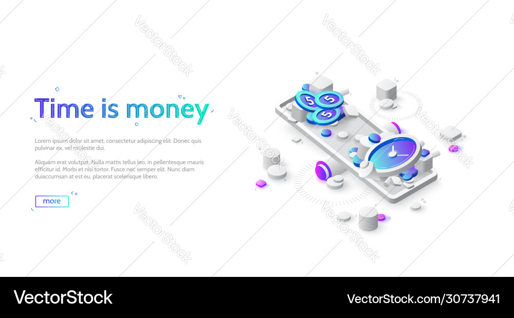 Time and money balance on scale Royalty Free Vector Image
