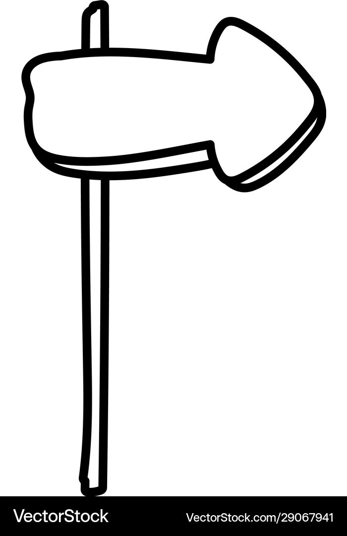 Wooden arrow guide direction on stick thick line Vector Image