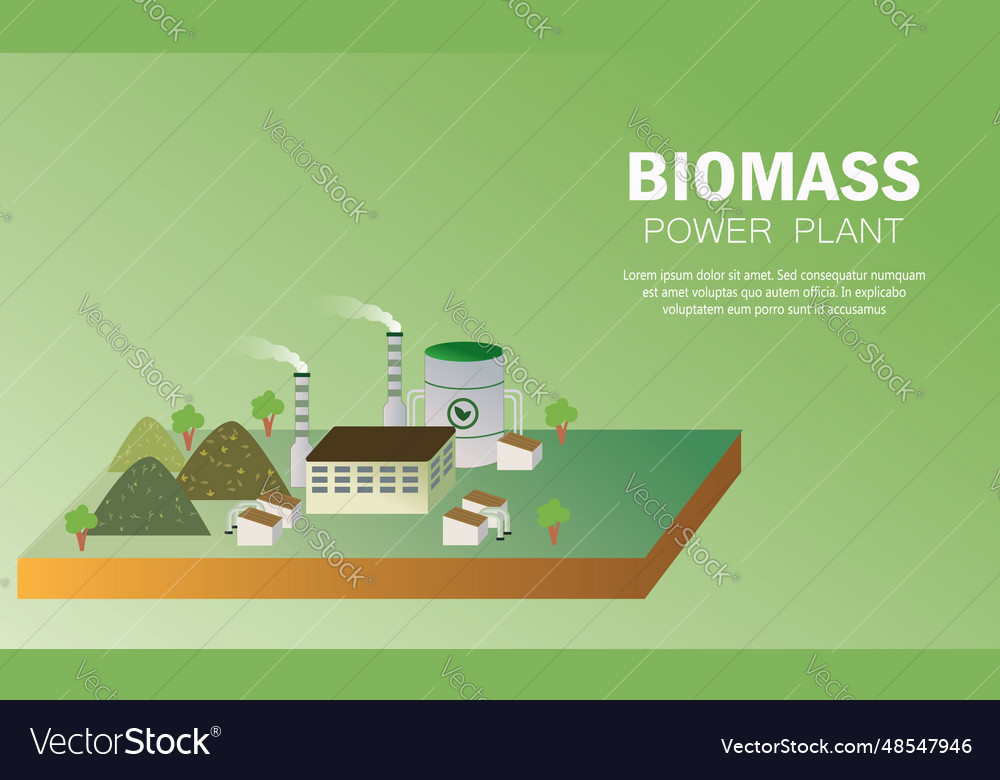 Biomass renewable energy power station Royalty Free Vector