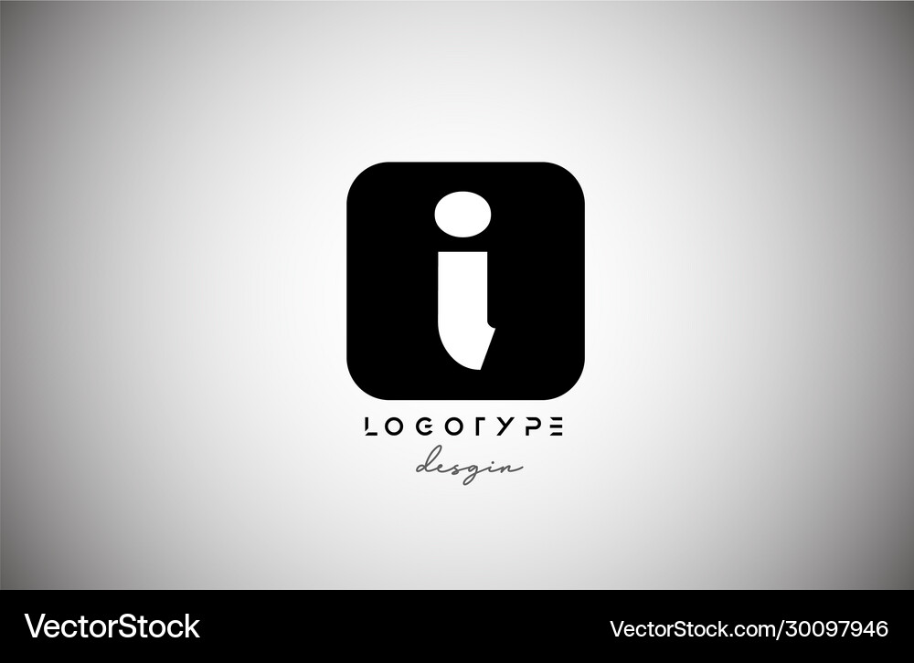 Black white i square letter logo alphabet icon Vector Image