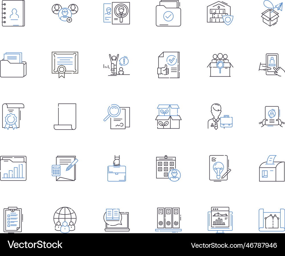 Corporate records line icons collection Royalty Free Vector