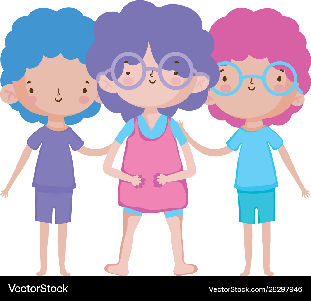 Group little boys together cartoon character Vector Image