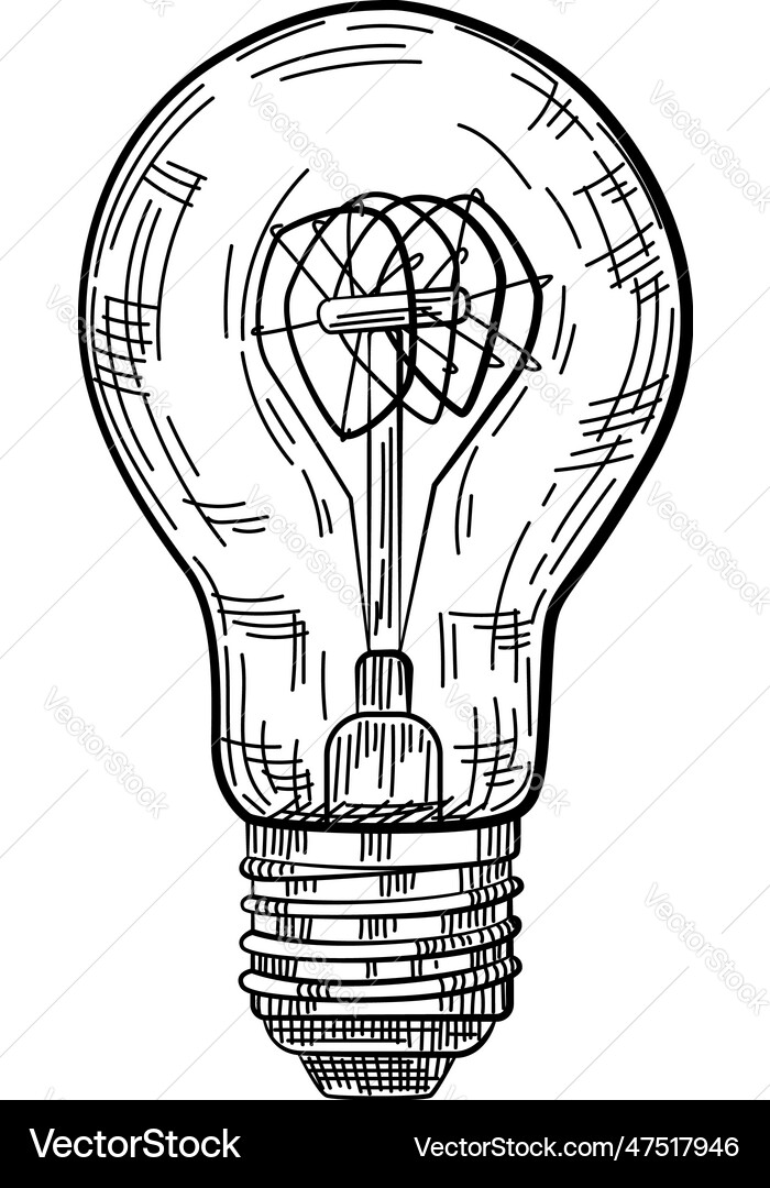 Hand drawn light bulb in vintage engraved style Vector Image