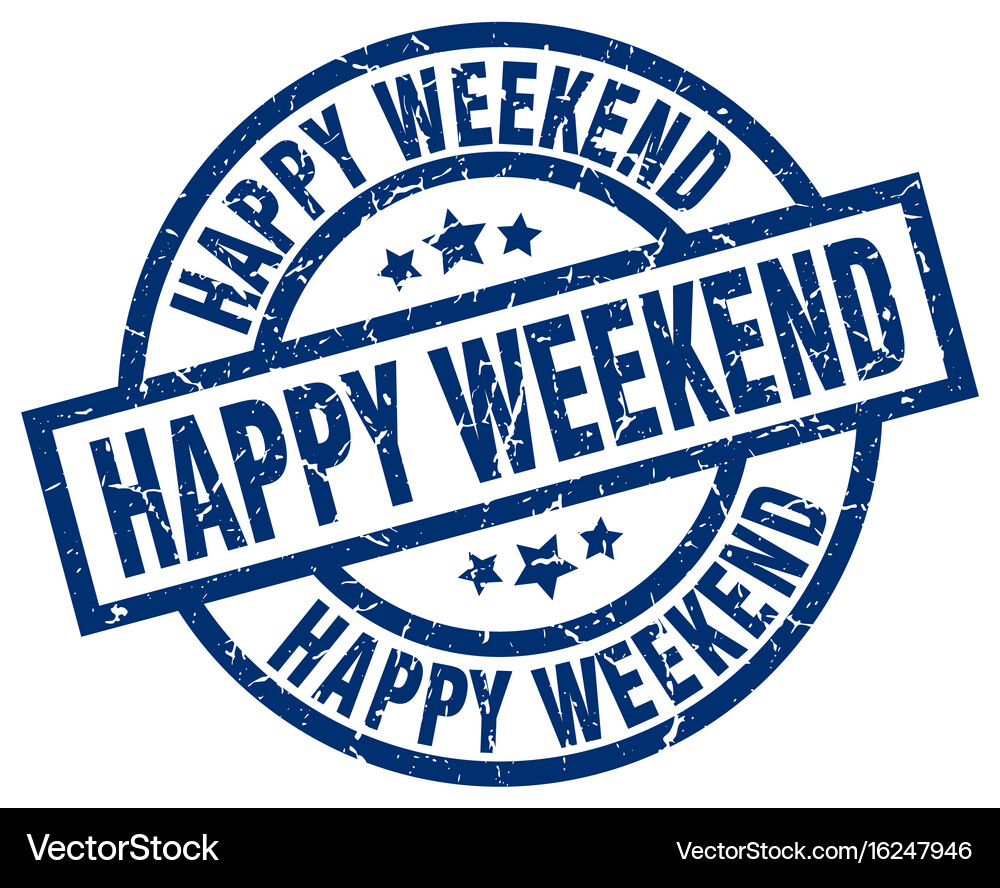 Happy weekend blue round grunge stamp Royalty Free Vector
