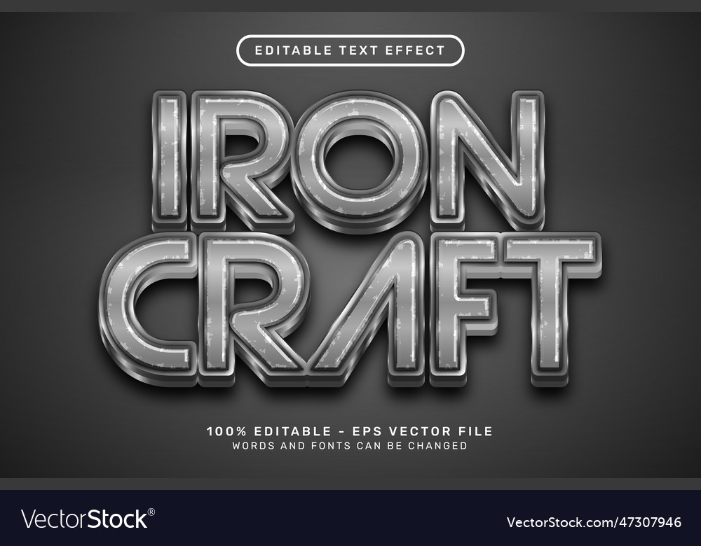 Iron craft 3d text effect and editable text effect