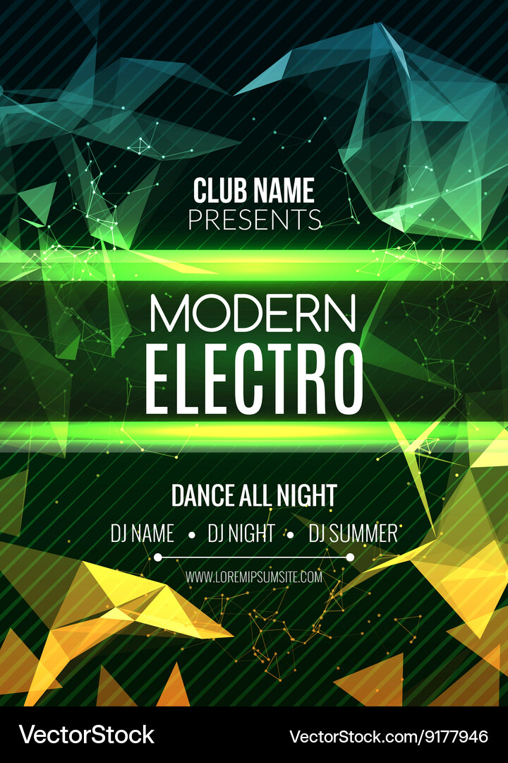 Modern electro music party template dance party Vector Image