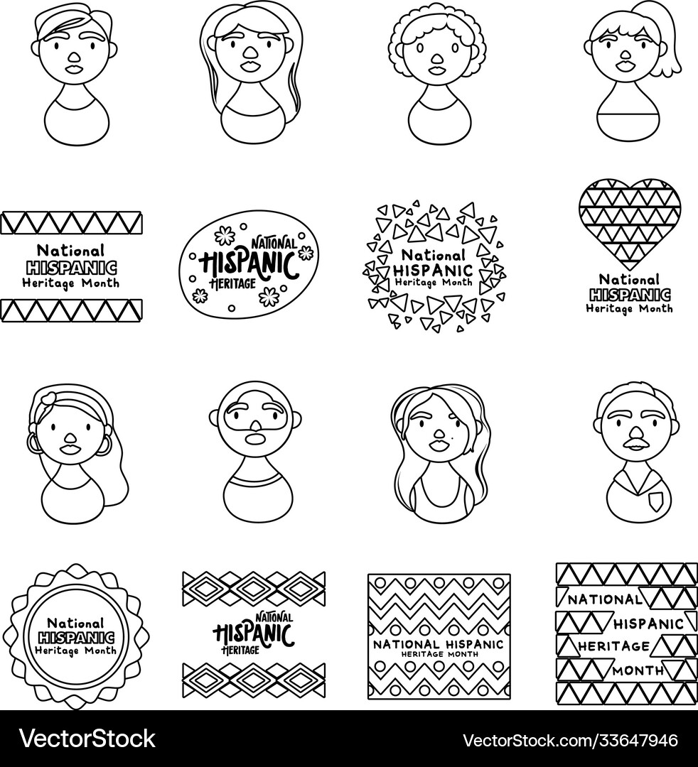 People characters and national hispanic heritage Vector Image