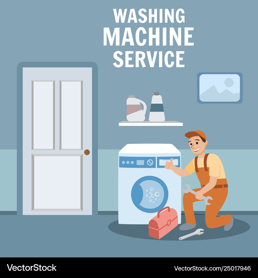 Plumber specialist repair washing machine Vector Image