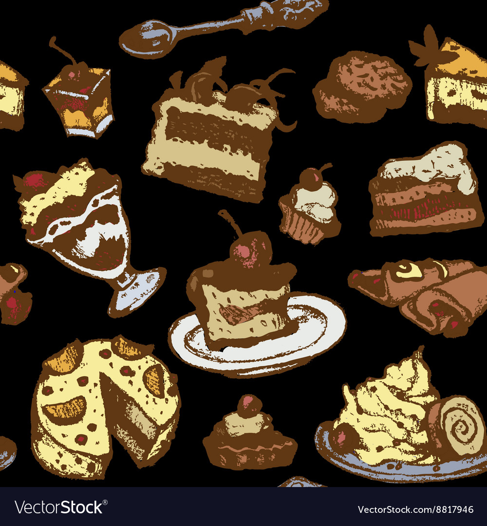 Set of cakes and desserts Royalty Free Vector Image