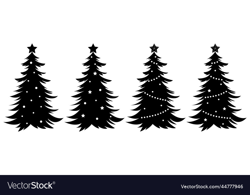 Set of christmas trees with decorations Royalty Free Vector