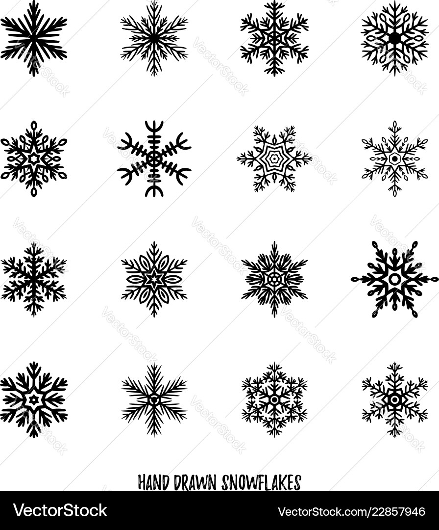 Simple black hand-drawn icon of a snowflake Vector Image